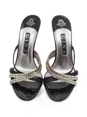 GINA Crystal-embellished Satin Sandals