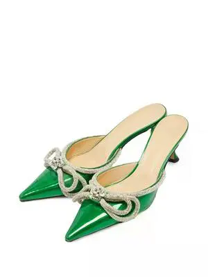 Mach & Mach Double Bow Embellished Pointed-toe Mules
