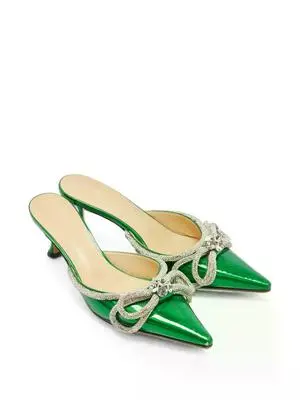 Mach & Mach Double Bow Embellished Pointed-toe Mules
