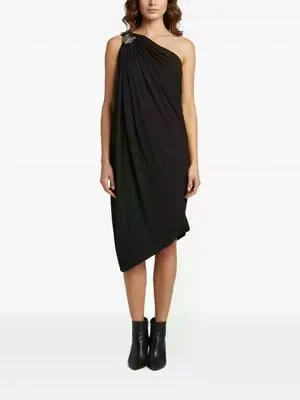 CHATS BY C.DAM Eileen Asymmetric Draped Midi Dress
