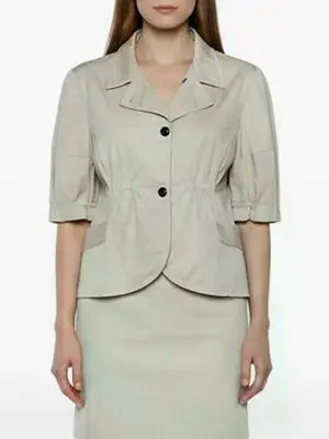 Miu Miu Beige Cotton Button-front Short Sleeve Jacket