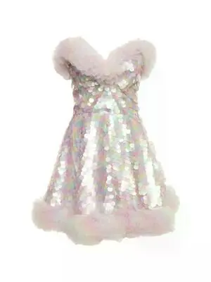 424 Sequinned Ruffle Mini Dress - Pink