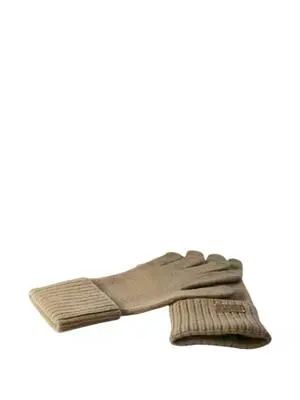 Max Mara Ribbed Knit Gloves With Logo Patch