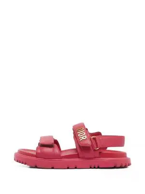 Dior Leather Dioract Slingback Sandals With Gold-tone Logo - Pink