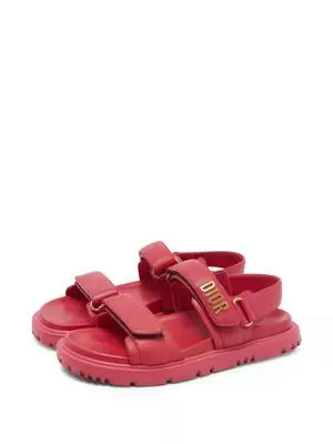 Dior Leather Dioract Slingback Sandals With Gold-tone Logo - Pink