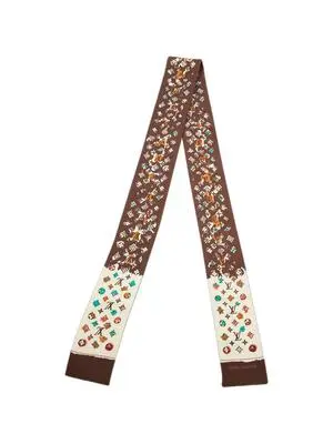 LOUIS VUITTON Splash Monogram Bandeau Silk Scarf Brown
