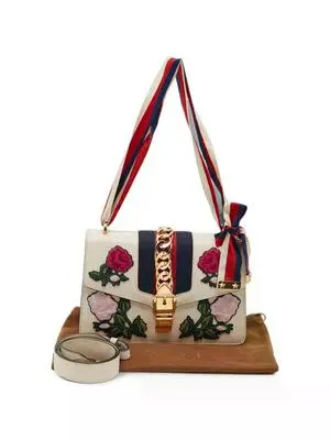 Gucci Sylvie Floral Embroidered Shoulder Bag