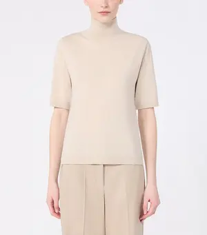 Max Mara Wool Roll-neck Short-sleeve Sweater