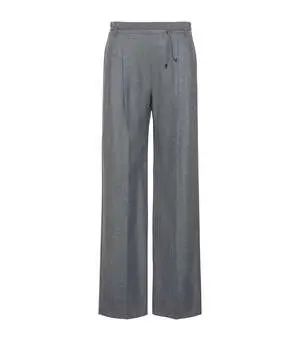 Max Mara Stretch-cashmere Trousers With String Belt