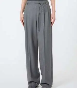 Max Mara Stretch-cashmere Trousers With String Belt