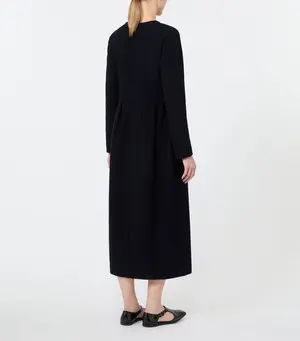 Max Mara Jersey Midi Dress With Decorative Pockets - Navy