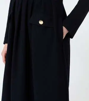 Max Mara Jersey Midi Dress With Decorative Pockets - Navy