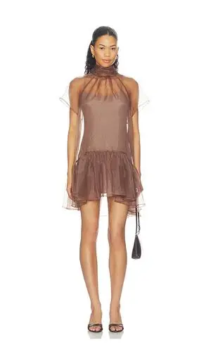 Simkhai Beaux Tiered Mini Dress In Brown