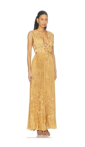 LA FUORI Honeydew Draped Gown
