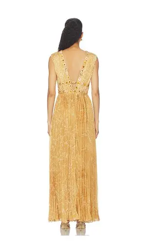LA FUORI Honeydew Draped Gown