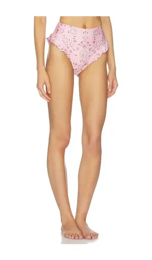 Agua Bendita High-waisted Bikini Bottom With Ornate Print