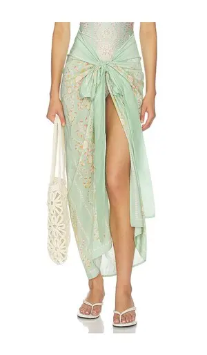 Agua Bendita Lavanda Pareo In Green - Multicolor