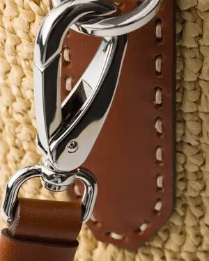 Prada Small Crochet And Leather Bucket Bag