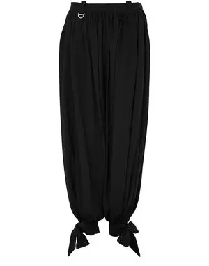 Chloé Flowy Pleated Crepe Chine Pants - Black
