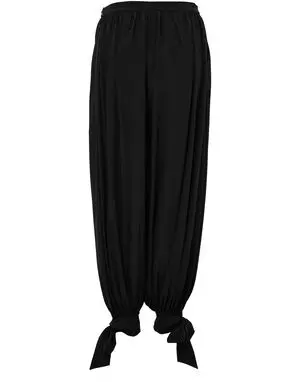 Chloé Flowy Pleated Crepe Chine Pants - Black