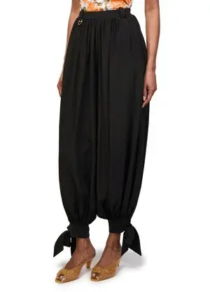 Chloé Flowy Pleated Crepe Chine Pants - Black