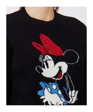 Liu Jo Wool Jacquard Sweater With Mickey Mouse Motif