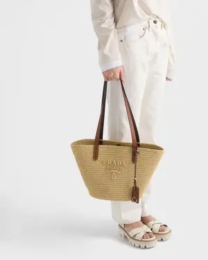 Prada Medium Crochet And Leather Tote Bag