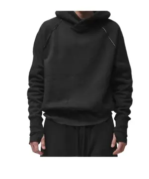 THOM KROM Raw-edge Raglan-sleeve Hoodie - Black