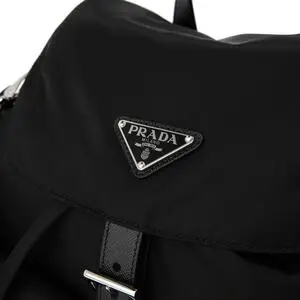 Prada Nylon Backpack With Leather Straps - Black