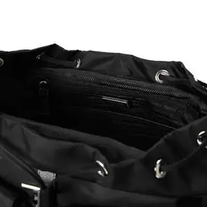 Prada Nylon Backpack With Leather Straps - Black