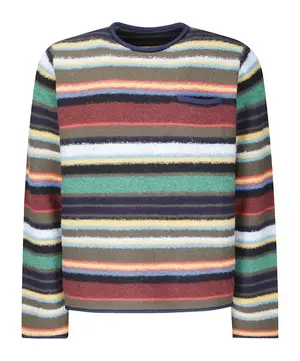 Sacai Striped Mix Knit Sweater - Red Multi