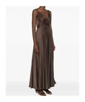 Zimmermann Pleated Cut-out Maxi Dress - Brown