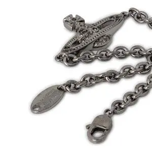 VIVIENNE WESTWOOD Silver-tone Crystal Orb Saturn Curb Chain Bracelet