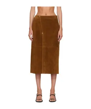 Studio Nicholson Asymmetric Suede Midi Skirt
