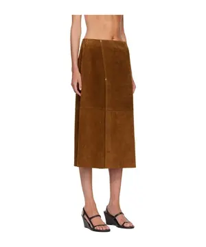 Studio Nicholson Asymmetric Suede Midi Skirt