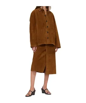Studio Nicholson Asymmetric Suede Midi Skirt