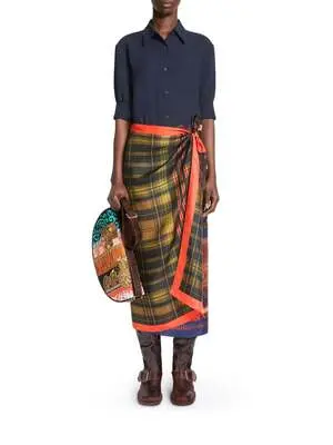 Dries Van Noten Long Wrap Skirt With All-over Pattern