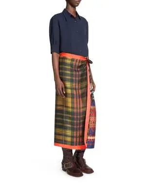 Dries Van Noten Long Wrap Skirt With All-over Pattern