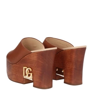 Dolce & Gabbana Leather Slide Sandals With Block Heel