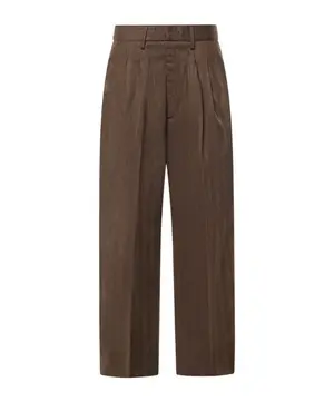 DONDUP Pleated Wide-leg Pants - Brown