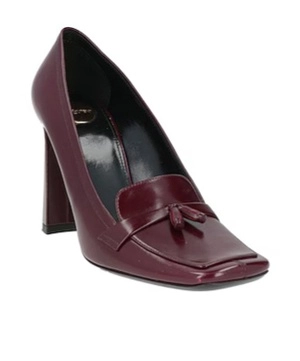 Saint Laurent Square Toe Block Heel Loafers With Tassels