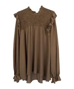 FORTE_FORTE High Neck Ruffled Blouse