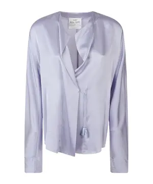 FORTE_FORTE Long Sleeve V-neck Wrap Shirt