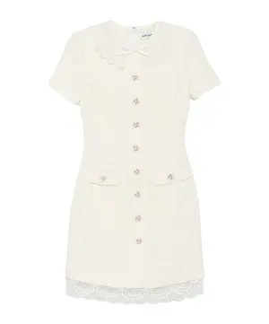 SELF-PORTRAIT Bouclé Lace-trim Tailored Mini Dress