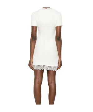 SELF-PORTRAIT Bouclé Lace-trim Tailored Mini Dress