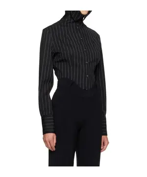 JEAN PAUL GAULTIER Long Sleeve Pinstripe Shirt With Hood