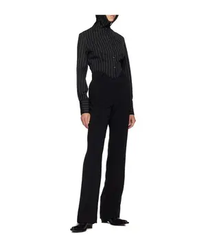 JEAN PAUL GAULTIER Long Sleeve Pinstripe Shirt With Hood