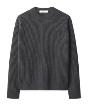 Maison Kitsuné Fox Head Wool Ribbed Jumper - Anthracite