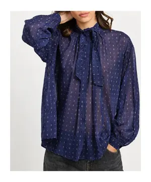 FORTE_FORTE Bohemian Style Long Sleeve Shirt With Detachable Tie