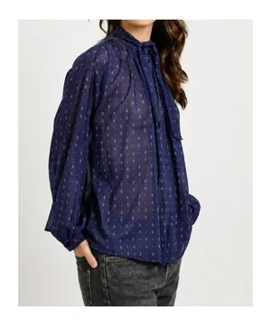 FORTE_FORTE Bohemian Style Long Sleeve Shirt With Detachable Tie